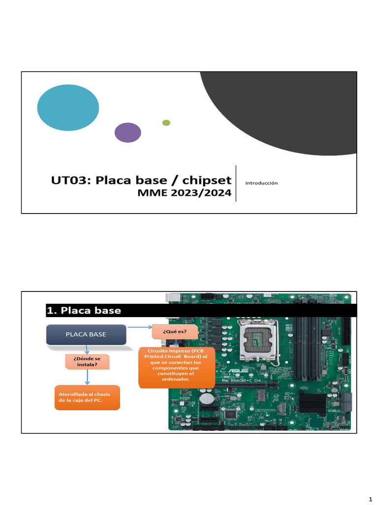 UT02 03 Componentes - Placa Base y Chipset | PDF | Bios | Arranque