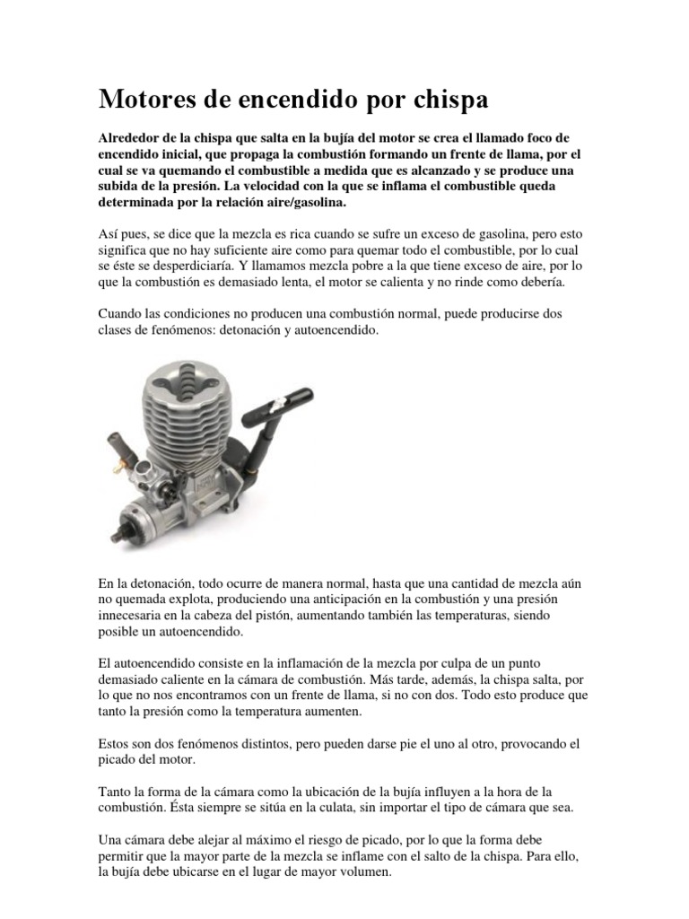 Motores de Encendido Por Chispa | PDF | Combustión | Motor de ...
