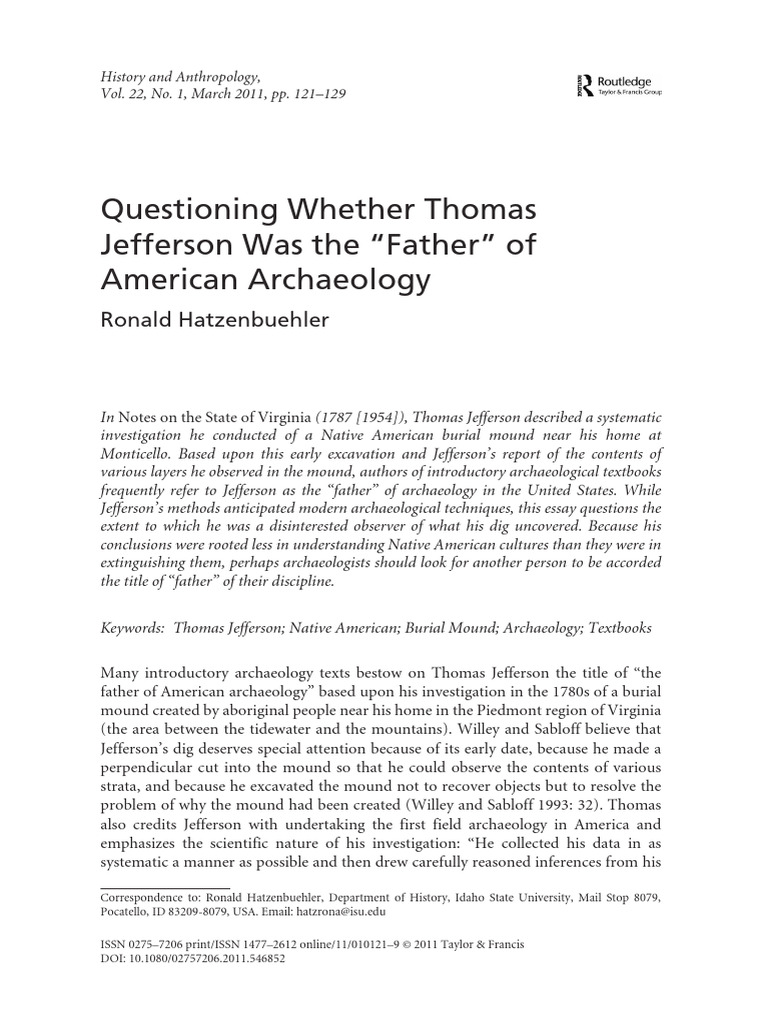 Reevaluating Jefferson's Archaeological Legacy | PDF | Archaeology ...