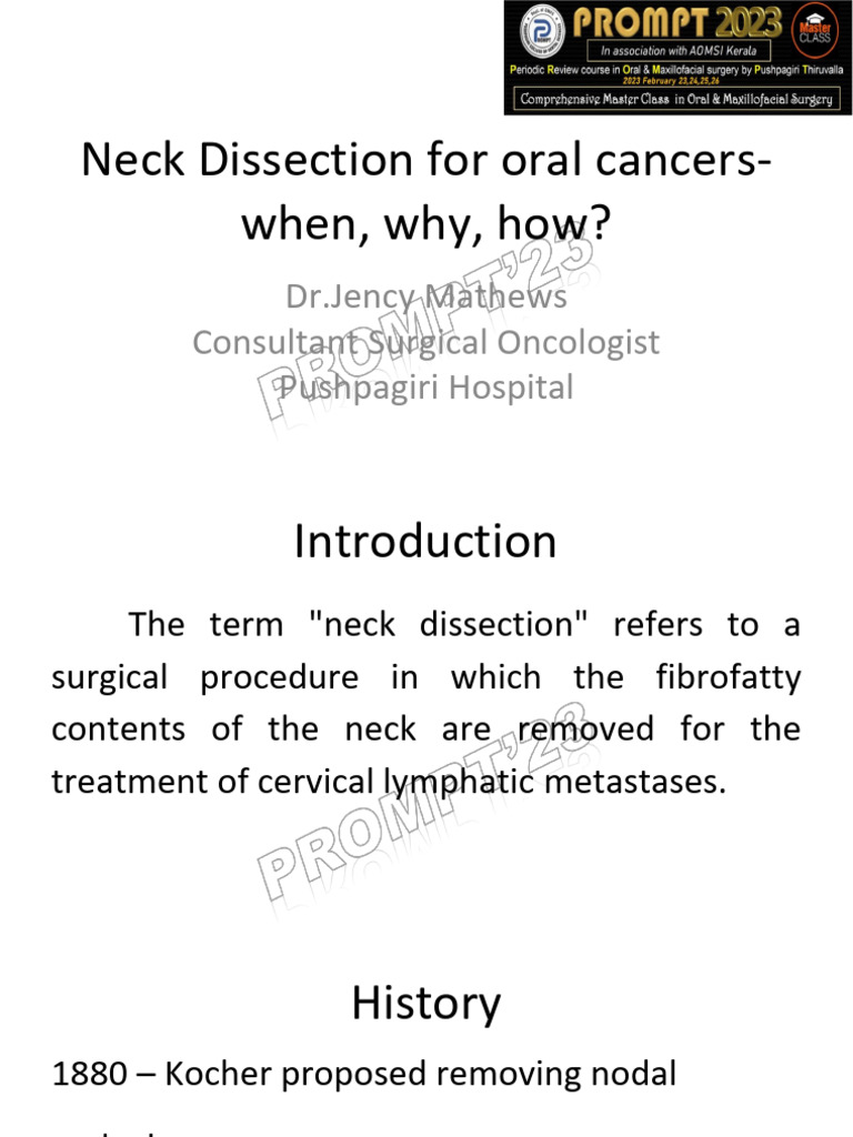 Neck Dissection for Oral Cancer Surgery | PDF | Neck | Anatomy
