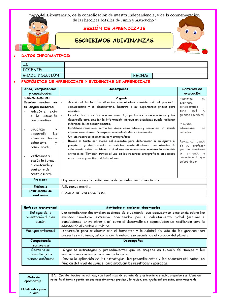 D3comunicacionsesión de Aprendizaje | Descargar gratis PDF | Aprendizaje | Evaluación