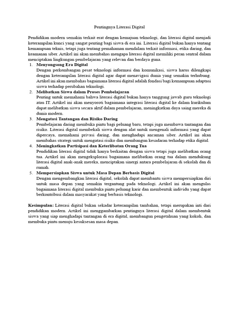 Pentingnya Literasi Digital | PDF | Ilmu Sosial | Komputer