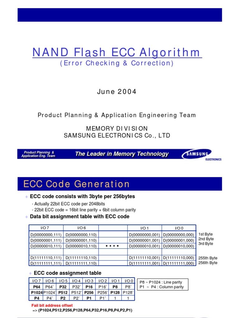 NAND Flash ECC Code Generation Guide | PDF | Error Detection And ...
