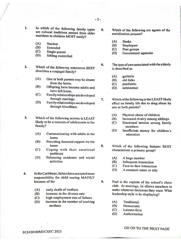 Social Studies Paper 1 2023 | PDF