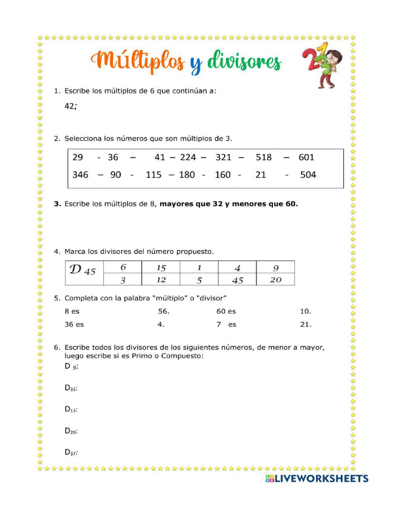 Taller Multiplos y Divisores | PDF