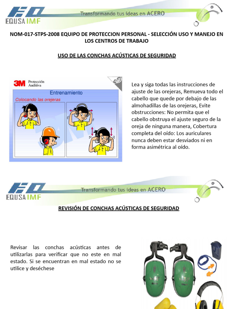 Uso Mantenimiento y Disposion de Conchas Auditivas de Seguridad | PDF