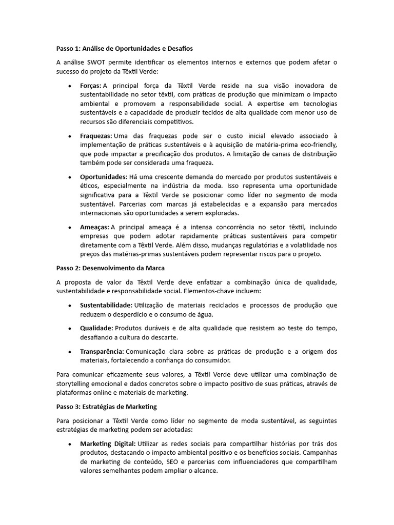 Projeto Textil Verde | PDF | Marketing | Industria têxtil