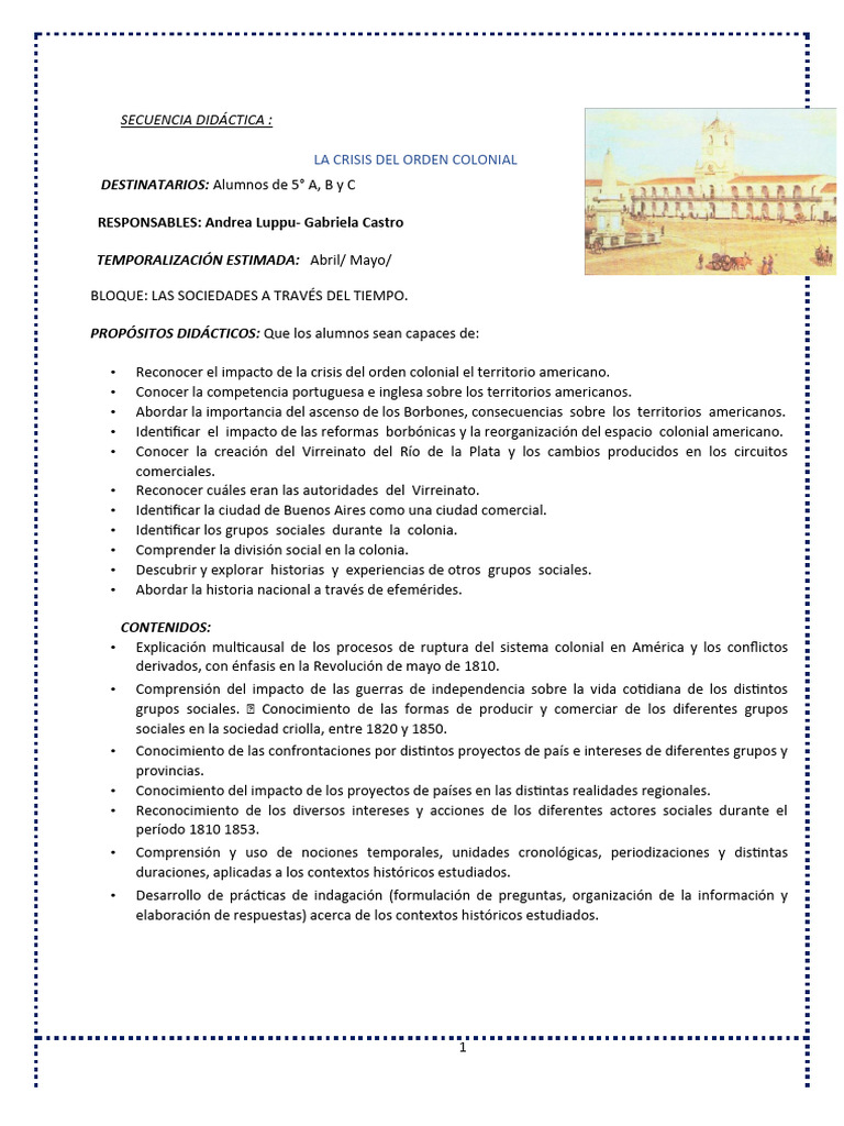 La Crisis Del Orden Colonial Primera Parte 5to | PDF | Nueva españa ...