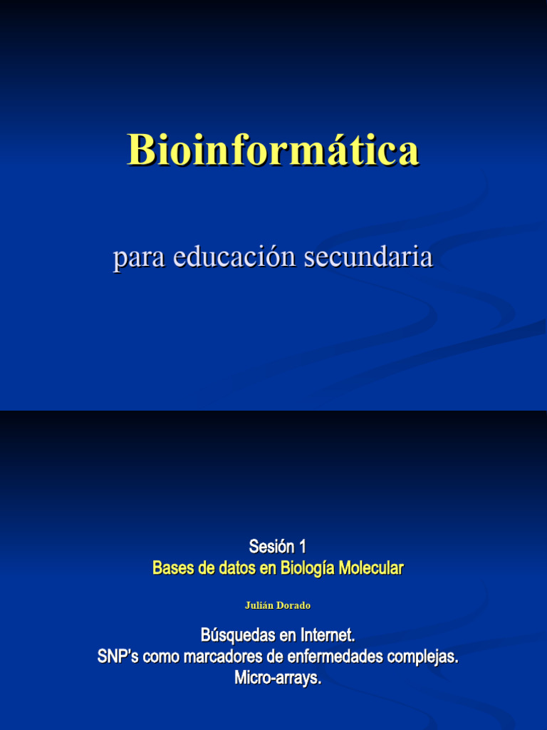 Diapo 1. Bioinformática | PDF | Alineación de secuencia | Bioinformática