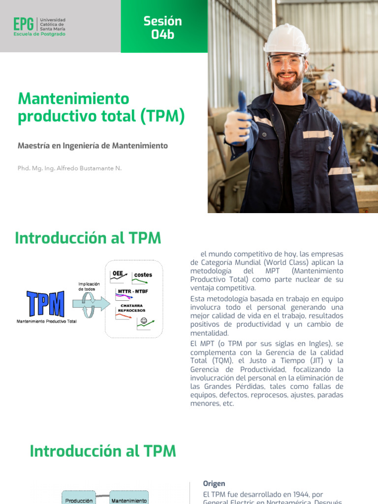 Sesión 04b - Mantenimient Productivo Total | PDF | Lean Manufacturing | Calidad (comercial)