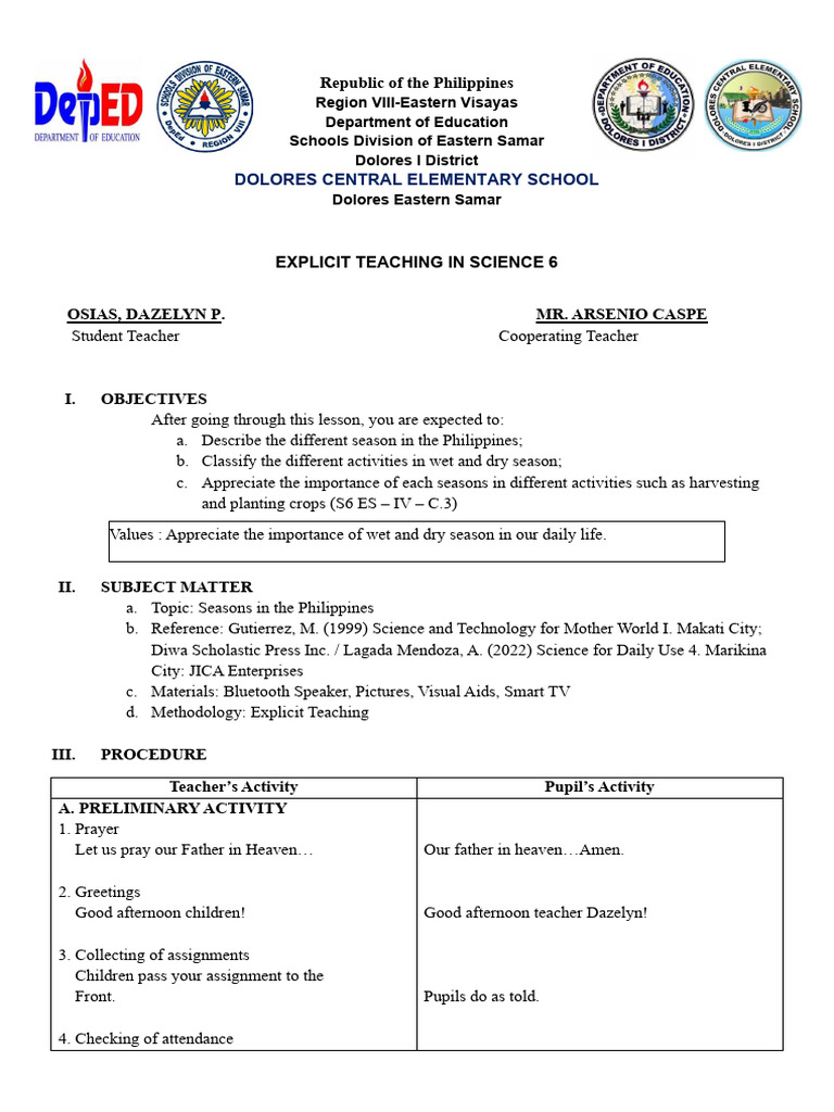 Seasons in the Philippines for Class 3 | PDF | Wet Season | Rain