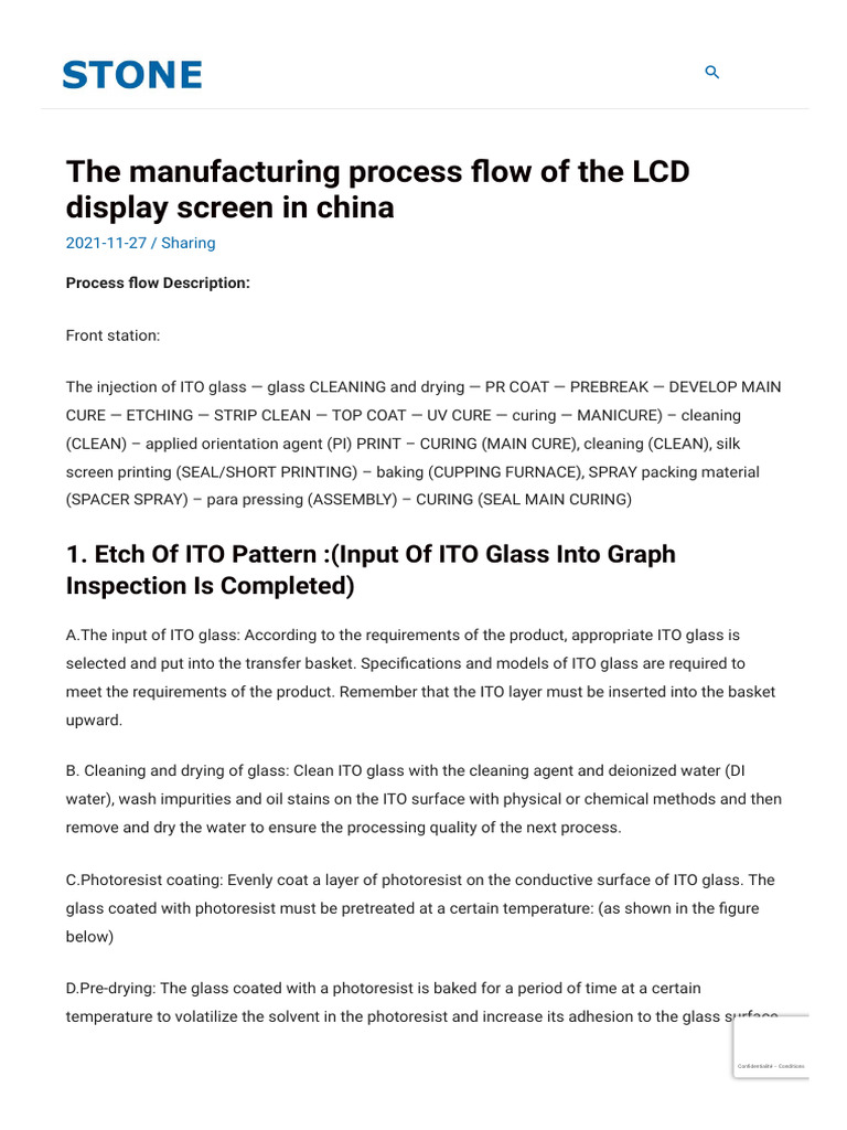 The Manufacturing Process Flow of The LCD Display Screen in China ...