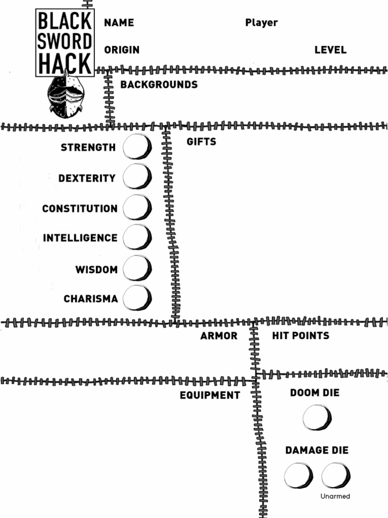 Black Sword Hack Character Sheet | PDF