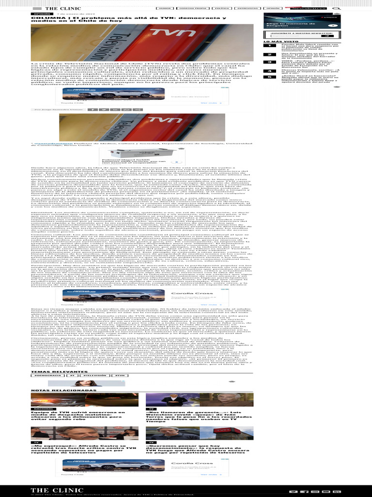 El Problema Más Allá de TVN Democracia y Medios en El Chile de Hoy | PDF | Medios de ...