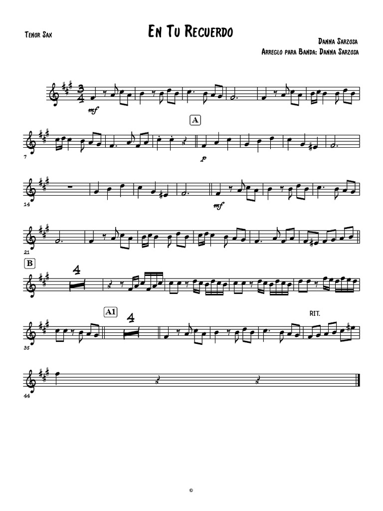 En Tu Recuerdo Banda - Tenor Sax | PDF