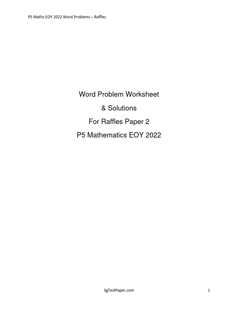 P5 EOY 2022 Math Word Problems | PDF | Mathematics