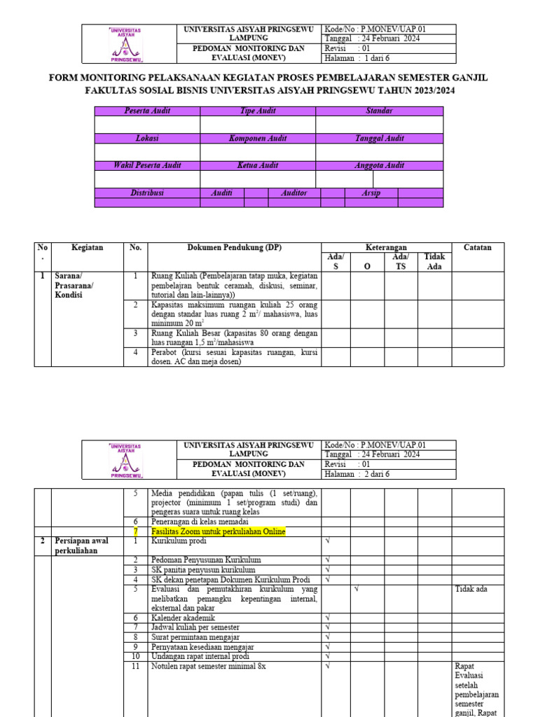 FIX Formulir Monev OBE | PDF