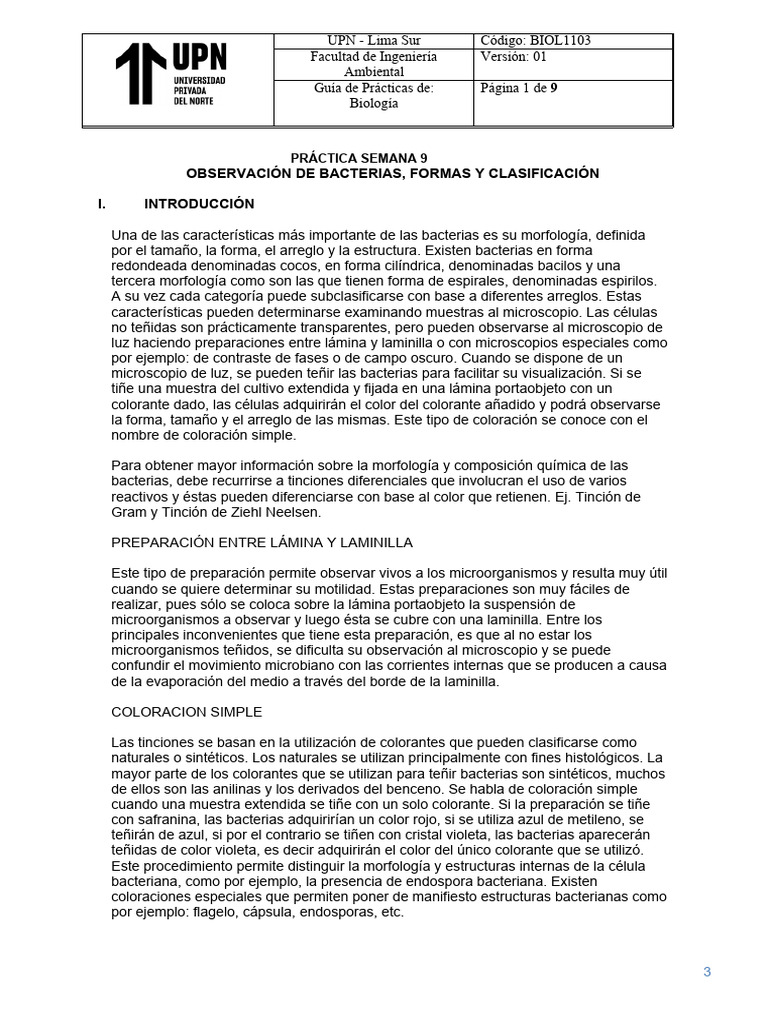 Biología Lab S 9 Upn | PDF | Tinción | Las bacterias