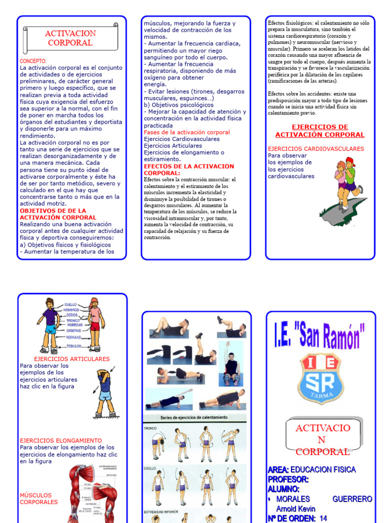 Activacion Corporal Triptico | PDF | Corazón | Sistema circulatorio