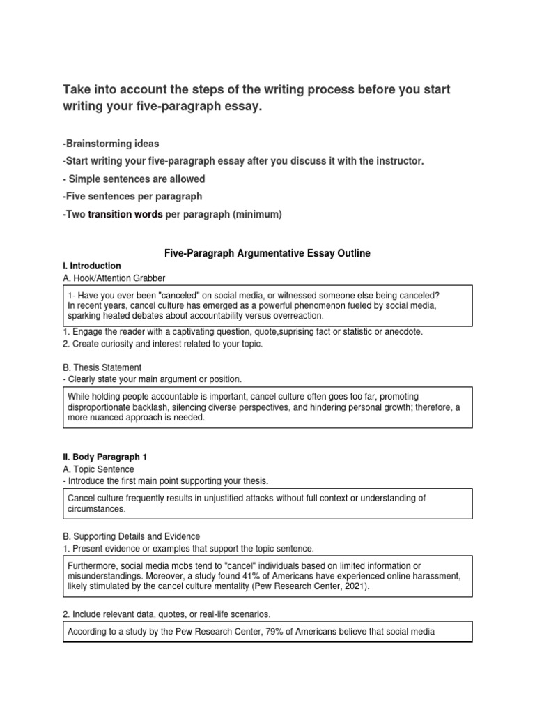 Five-Paragraph Argumentative Essay | PDF | Social Media | Popular ...