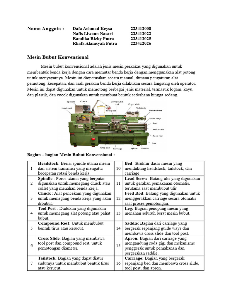 Bubut Konvensional | PDF | Teknologi & Rekayasa