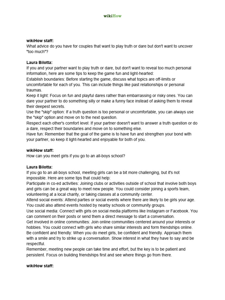 WikiHow Expert Interview Transcript Laura | PDF | Tinder (App) | Human ...