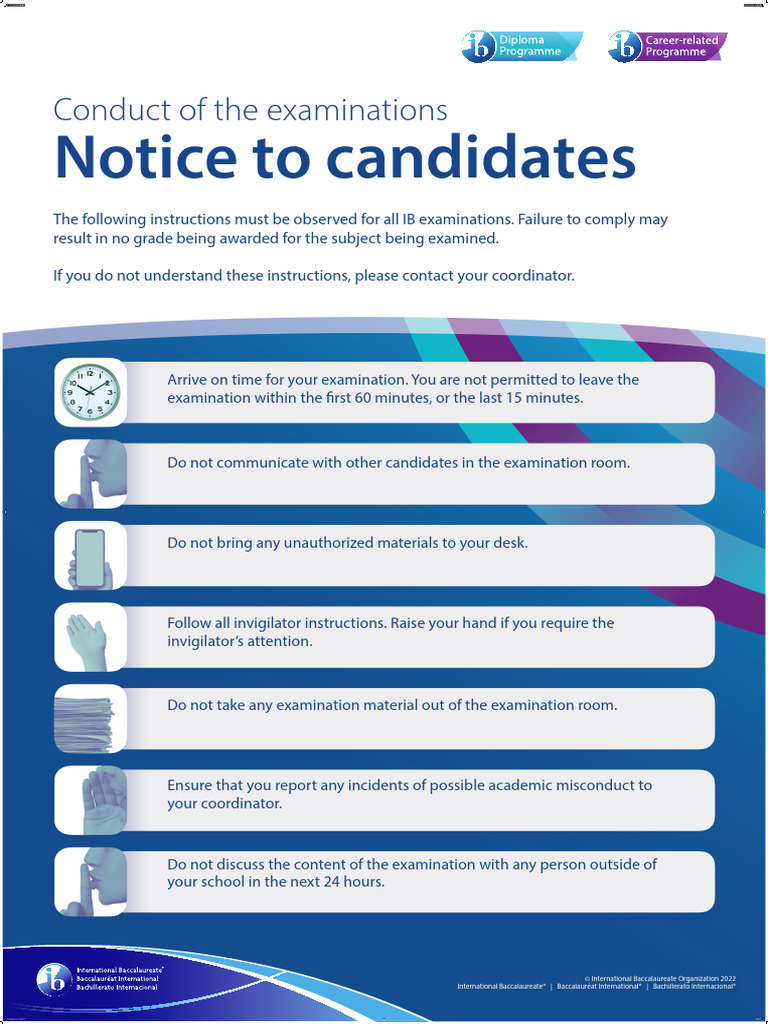 Conduct of the examinations - notice to candidates (poster) | PDF