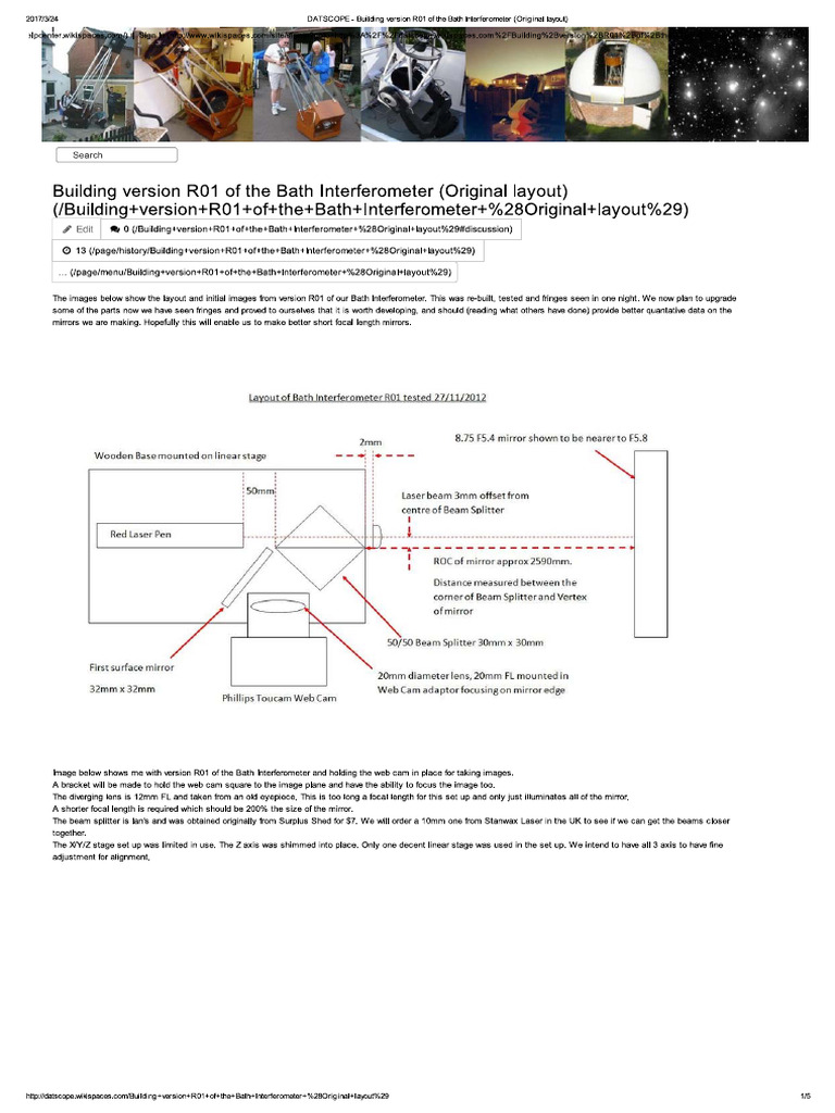 DATSCOPE - Building Version R01 of The Bath Interferometer (Original Layout) | PDF