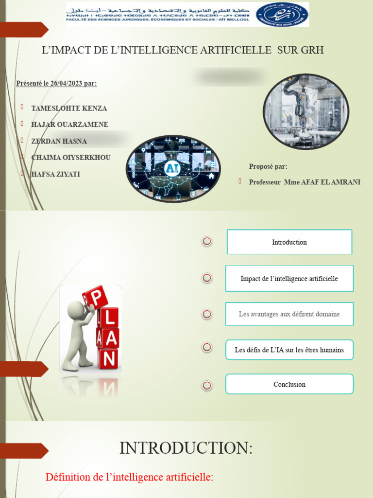 L'IMPACT DE L'INTELLIGENCE ARTIFICIELLE Sur Les Etres Humais1 | PDF | Intelligence artificielle ...