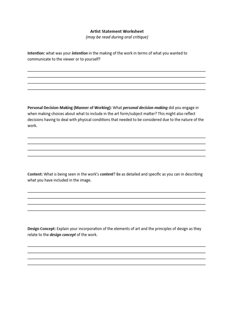 Artist Statement Creation Guide | PDF