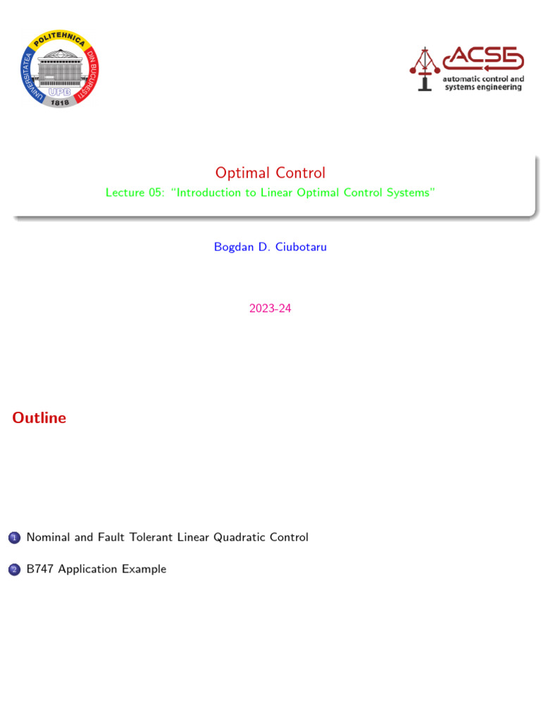 Bogdan Ciubotaru - Curs 05 (CO) (3B) (2023-24) | PDF | Matrix (Mathematics) | Control Theory