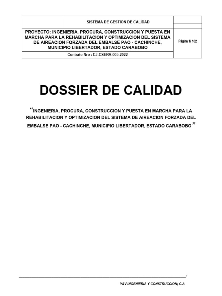 Dossier de Calidad Y&v | PDF | Calidad (comercial) | Gestión de la calidad