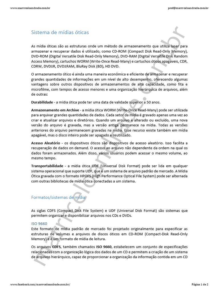 Sistemas de Mídias Ópticas e UDF | PDF | DVD | Drive de disco rígido