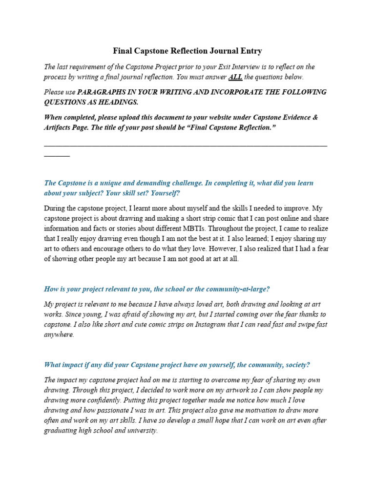 Capstone Final Reflection | PDF | Cognition