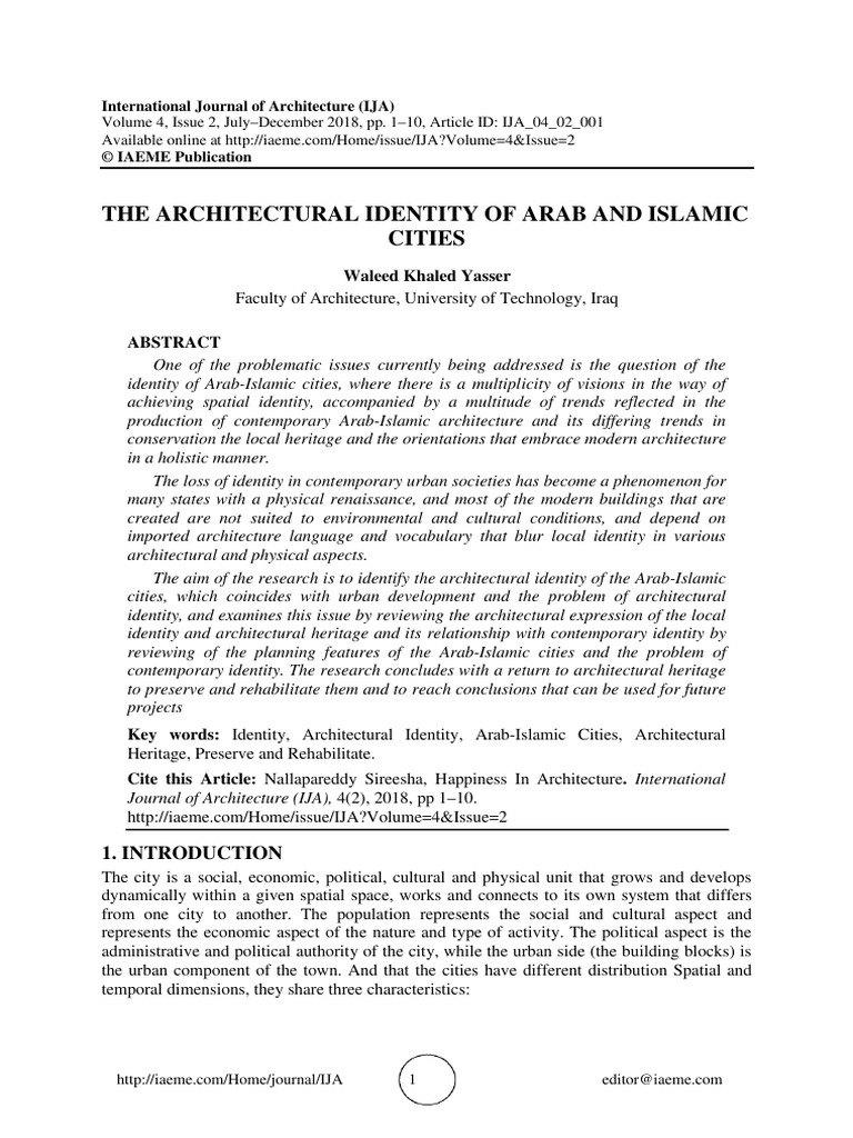 Arab-Islamic Cities' Architectural Identity | PDF | Identity (Social ...