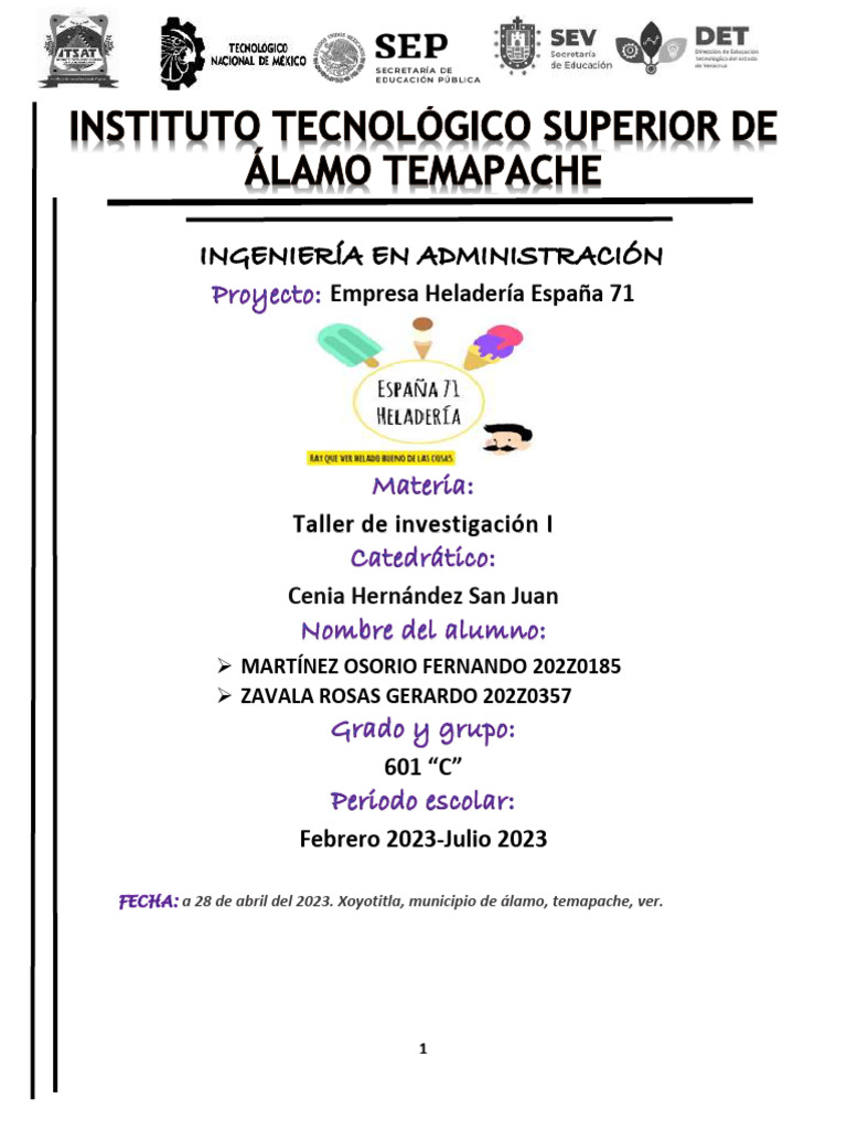 Proyecto - Heladeria España 71 | PDF | Marketing | Business