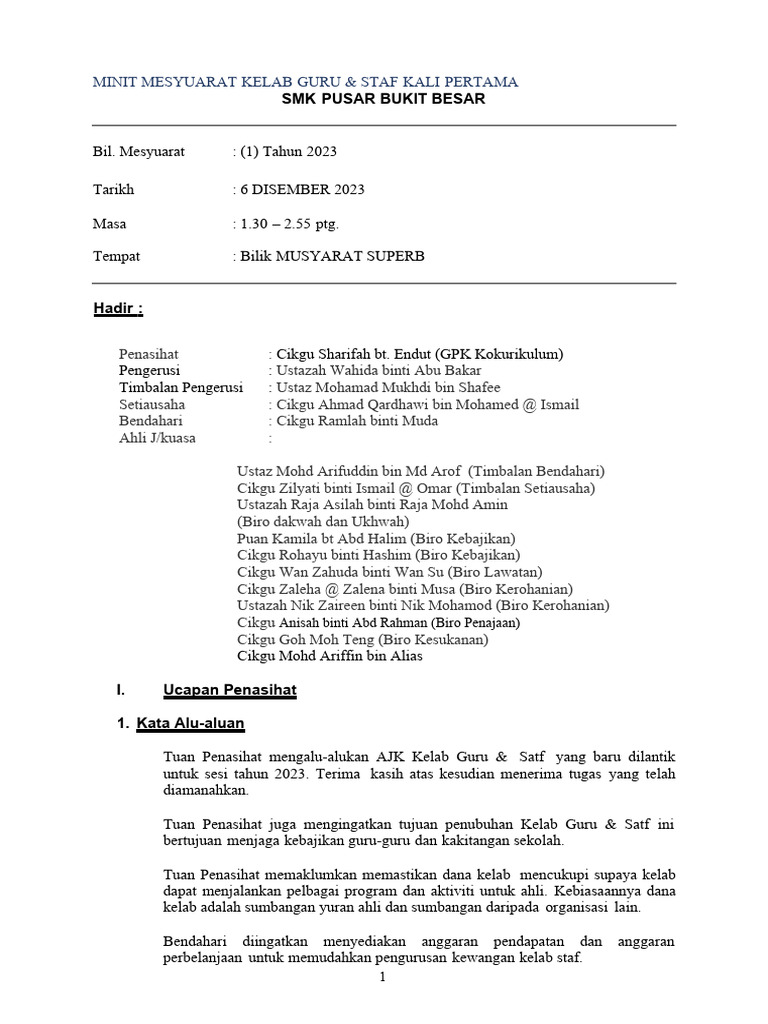 Minit Mesy 1 2020 | PDF