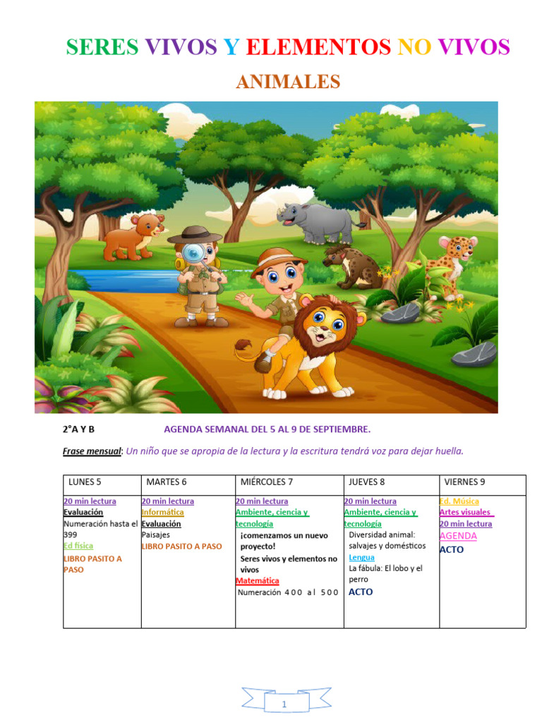 Actividades Septiembre 2° 2022 Seres Vivos y Elementos No Vivos | PDF ...