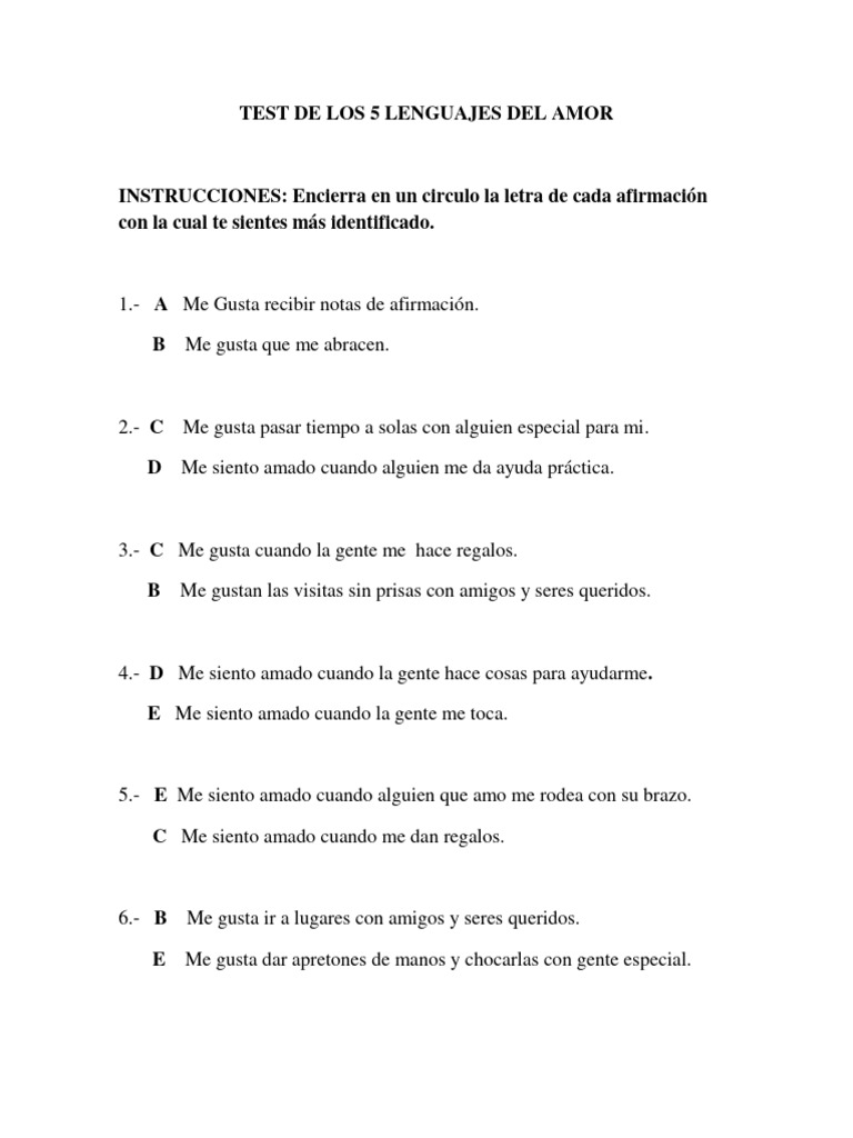 Los 5 Lenguajes Del Amor Pdf Amor