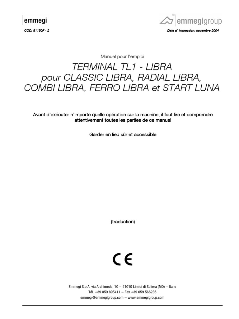 Manuel d'utilisation commande TL1 Emmegi | PDF | Macro-définition ...