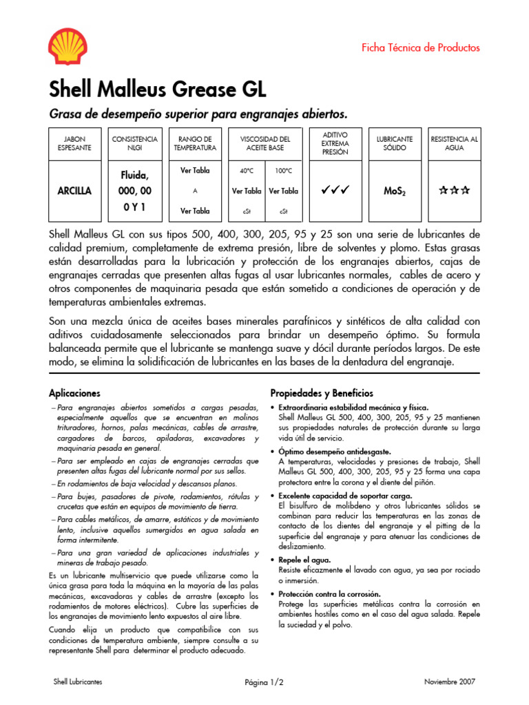 Malleus Grease GL | PDF | Lubricante | Engranaje