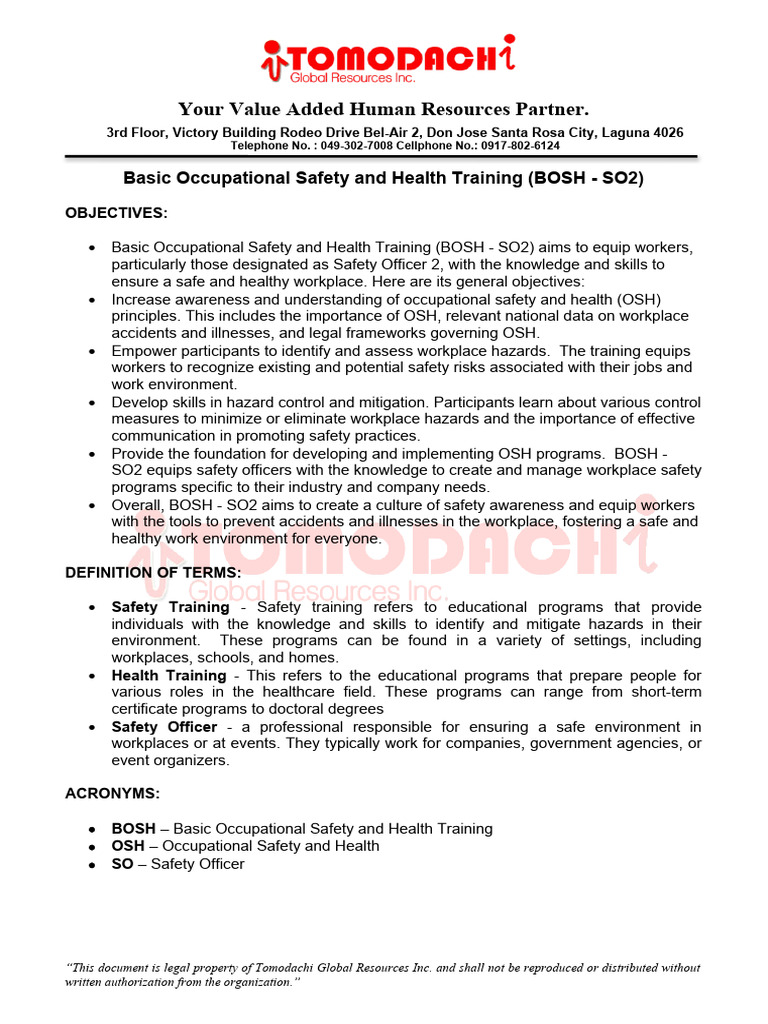 Bosh Training Report | PDF | Occupational Safety And Health | Safety