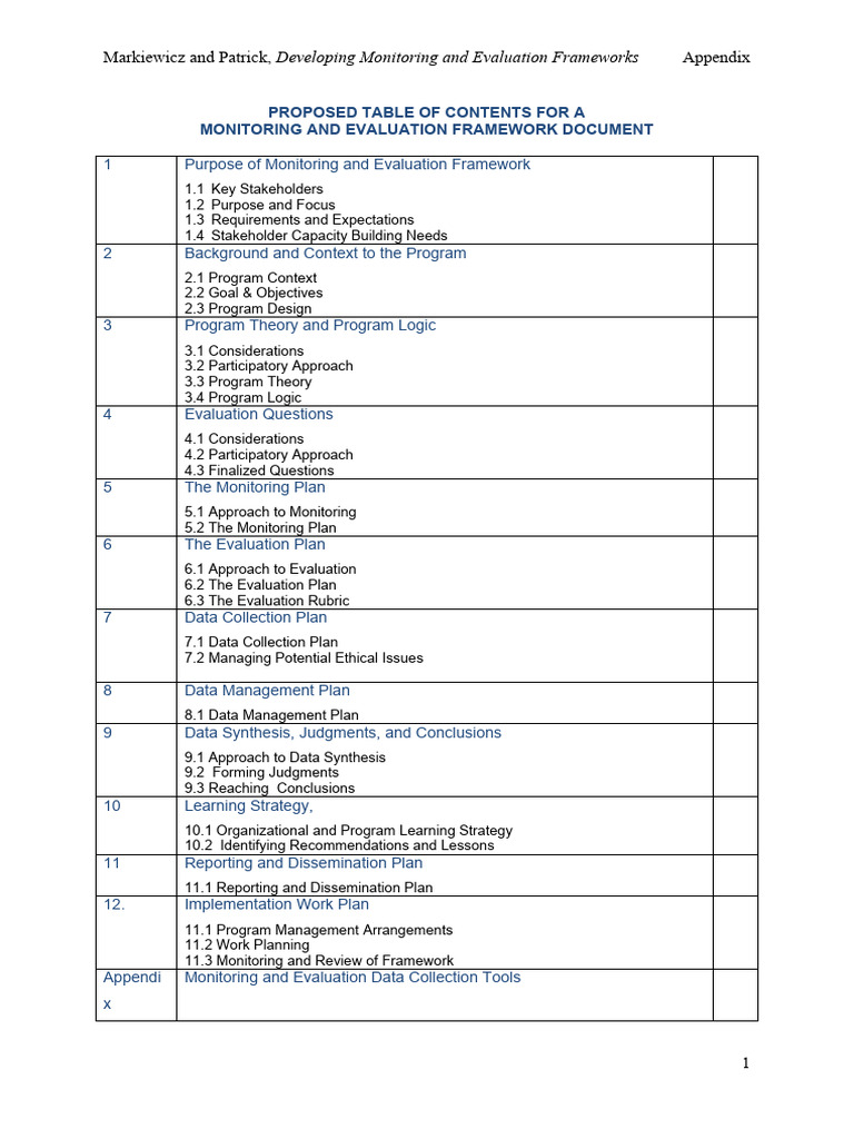 Full Appendix - Monitoring and Evaluation Framework Plan - 1 | Download ...