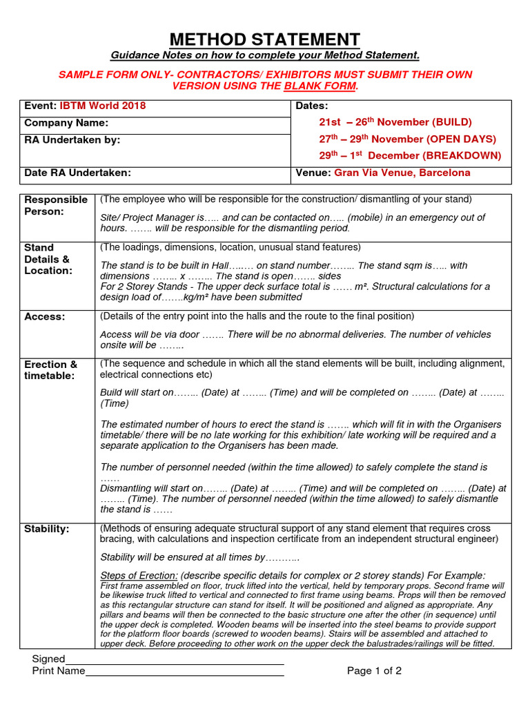 Method Statement in PDF | PDF | Beam (Structure) | Safety