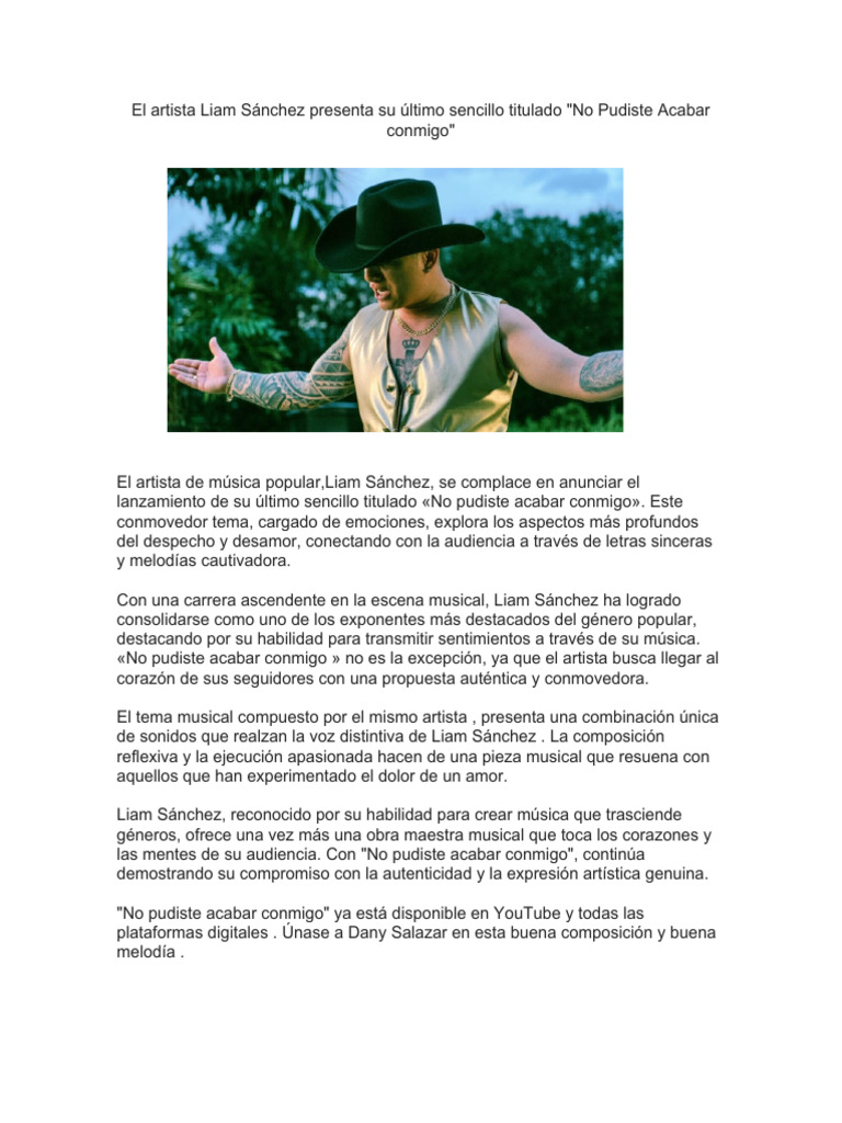 Nuevo Sencillo de Liam Sánchez: Despecho | PDF | Arte | Poesía