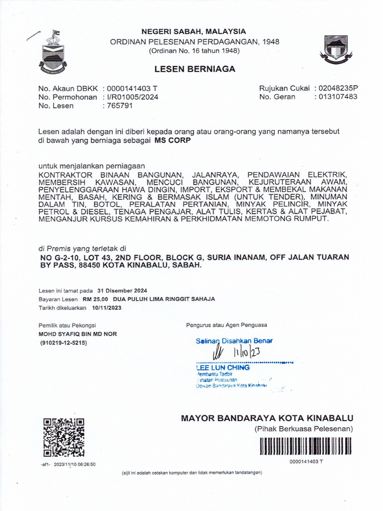 Lesen Trading Sah Benar 2024 Ms Corp | PDF