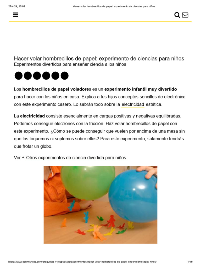 Experimento de hombrecillos voladores | PDF | Relámpago | Electrostática