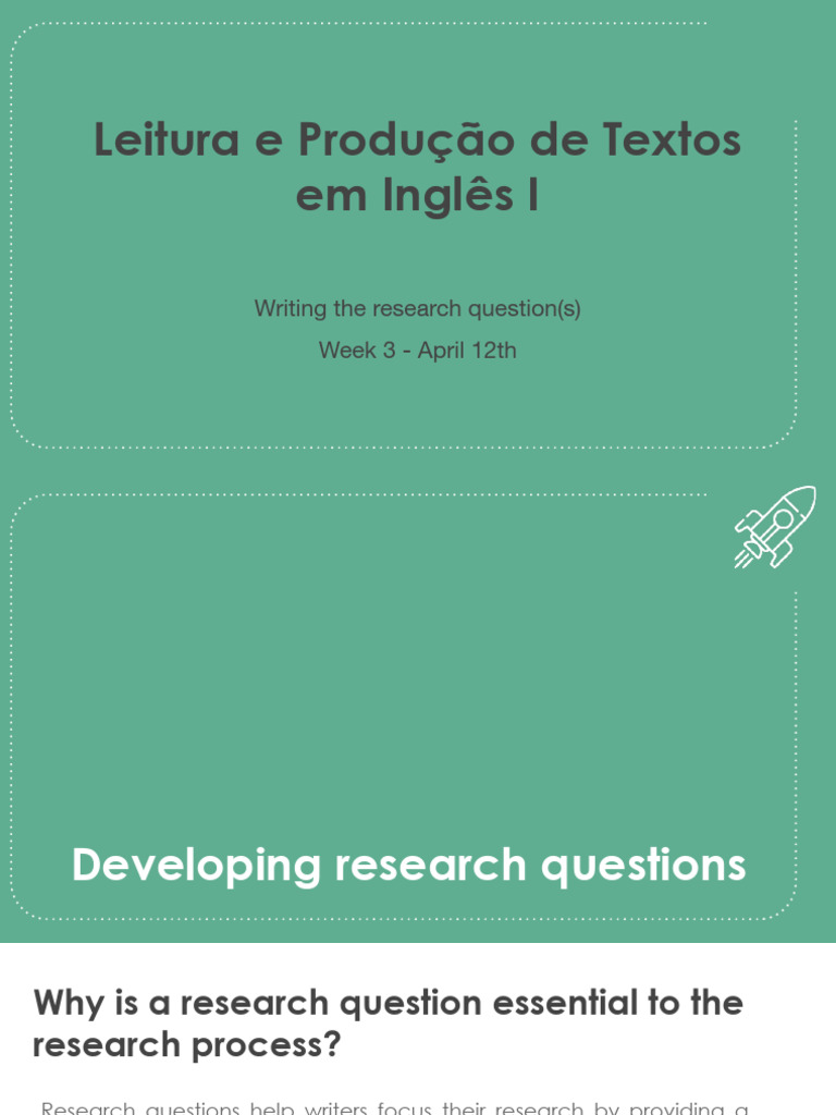 Week 3 - Leitura e Produção de Textos em Inglês | PDF | Question ...