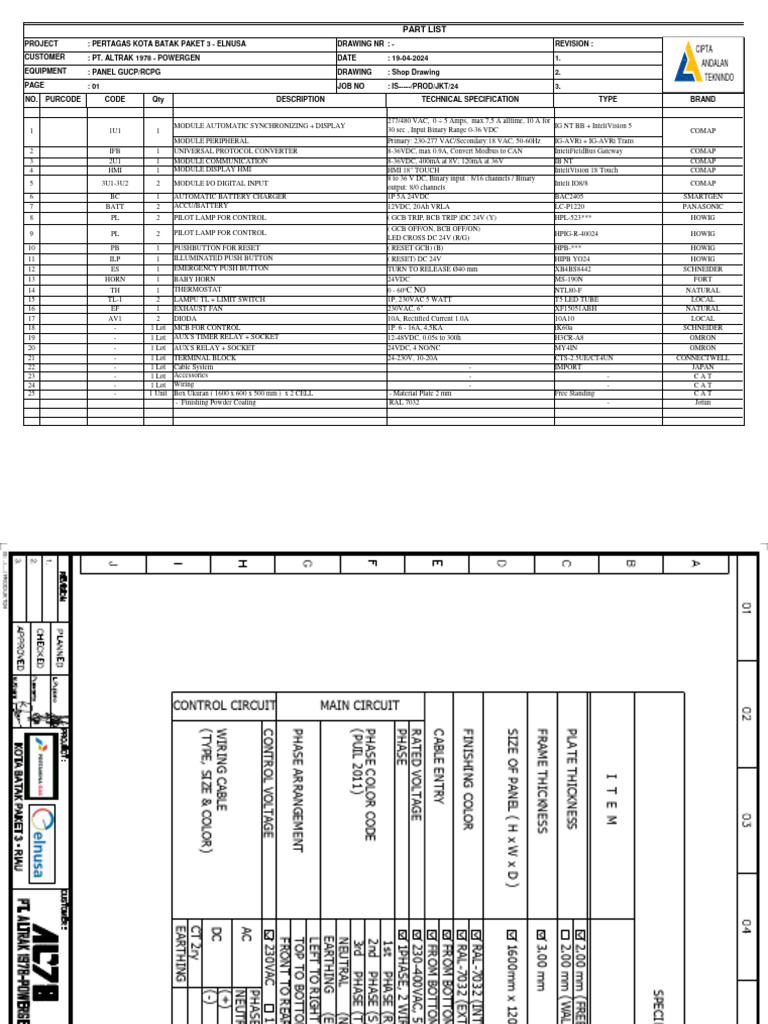 Shop Drawing Panel GUCP-RCPG | PDF | Fuse (Electrical) | Relay