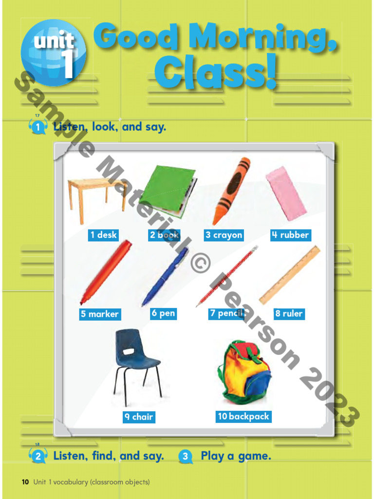 Classroom Objects and Rules Unit 1 | PDF | Human Communication ...